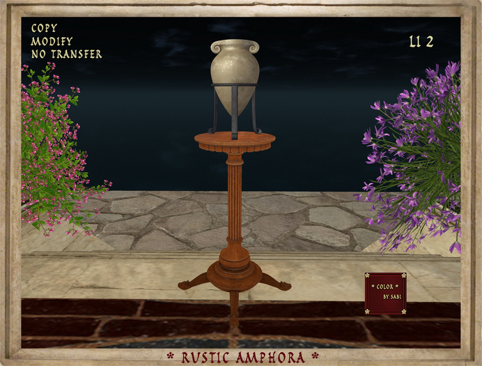 Second Life Marketplace - Ancient rustic amphora on tripod